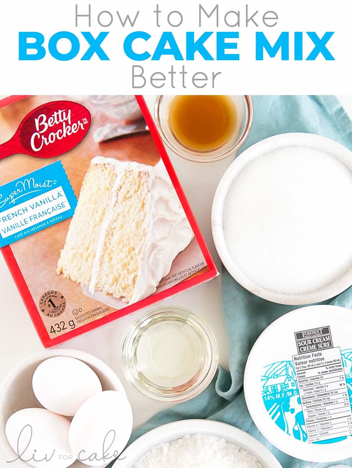 How much sour cream should I add to a box cake mix?