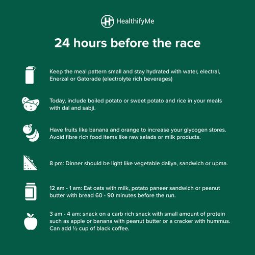 How should I prepare for an hour before a race?