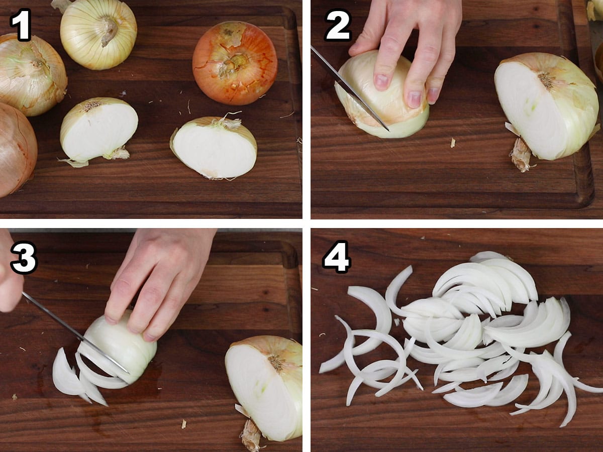 How thin should onions be for French onion soup?