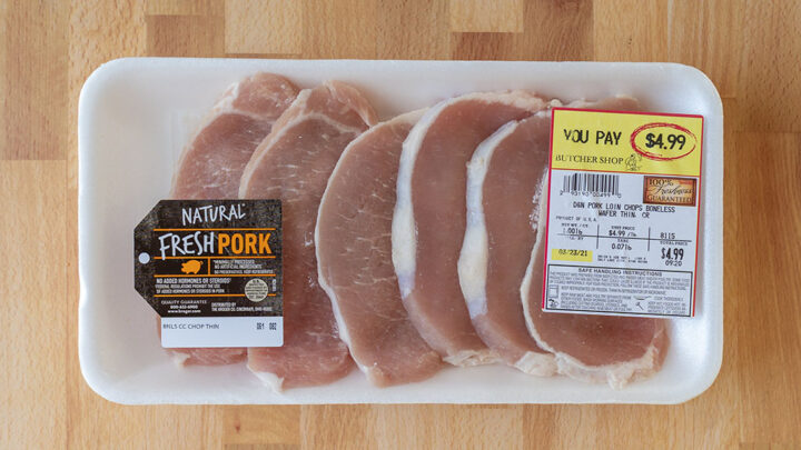 How thin should pork chops be?