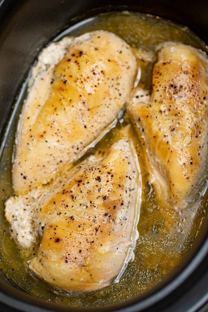 How to cook chicken in a crock pot with broth?