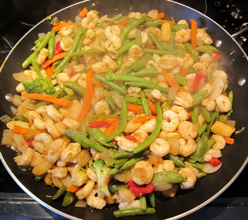 How to cook frozen shrimp and vegetables?