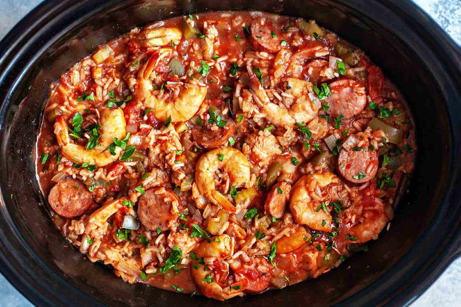 How to cook shrimp jambalaya in a crock pot?