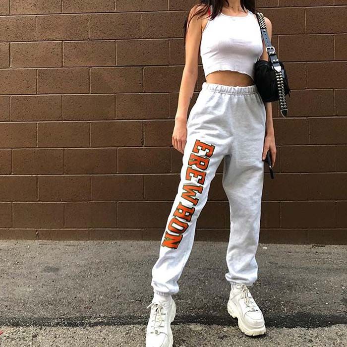 How to style sweatpants with a wrap top?