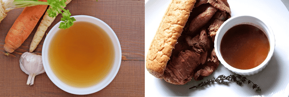 Is au jus gravy the same as beef broth?