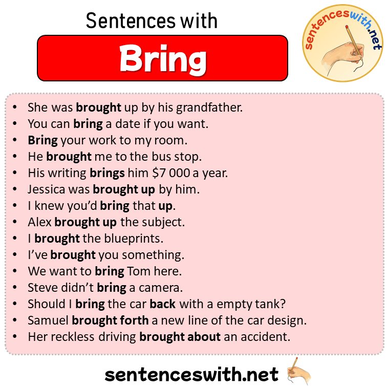 Is bring about in a sentence?
