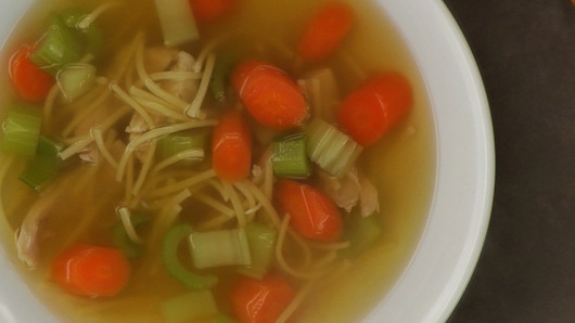 Is chicken noodle soup broth a clear liquid?