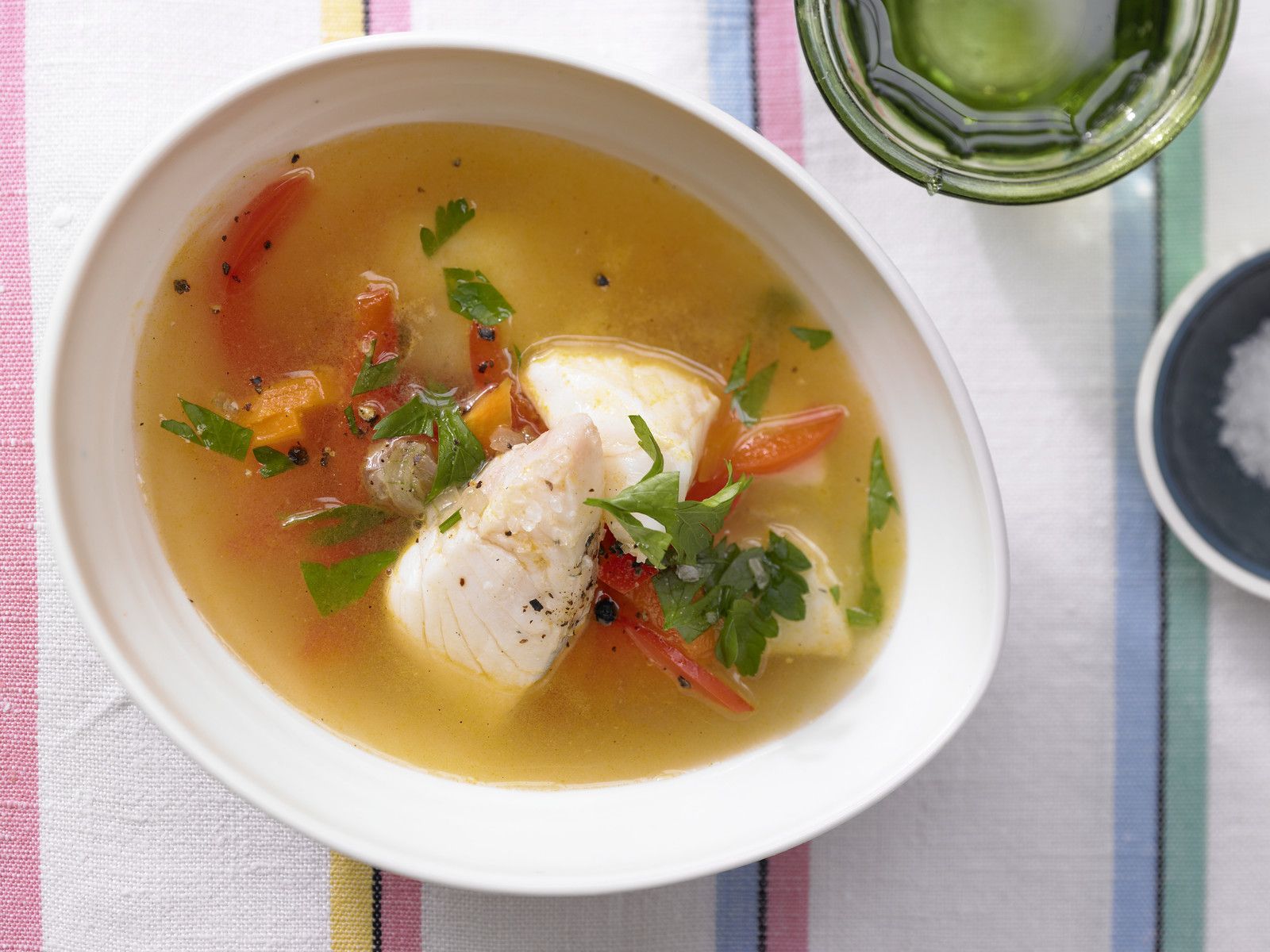 Is fish soup high in calories?