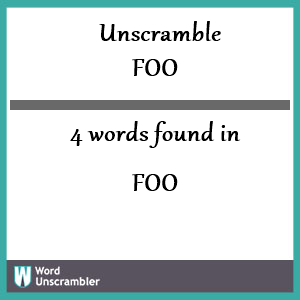 Is Foo a word scrabble?