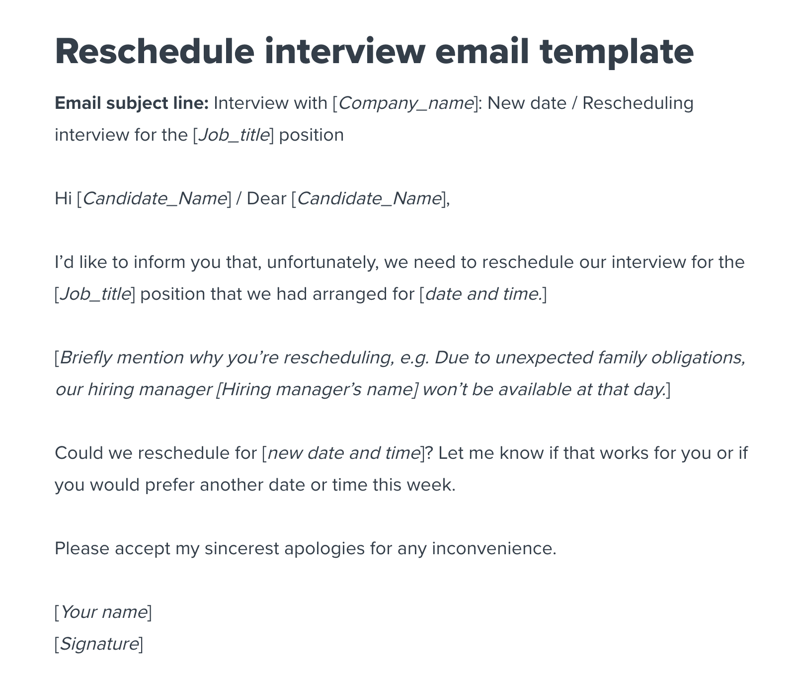 Is it ok to reschedule an interview if you are sick?