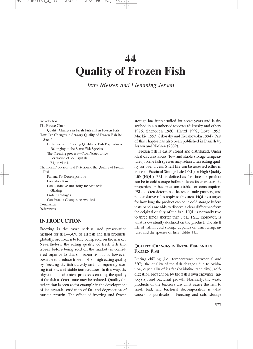 Is it possible to assess the quality of frozen seafood?