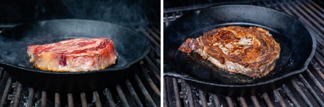 Is ribeye better on the grill or pan?