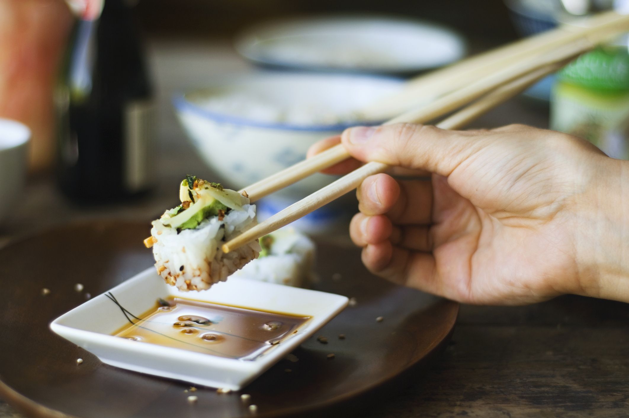 Is soy sauce eaten with sushi?