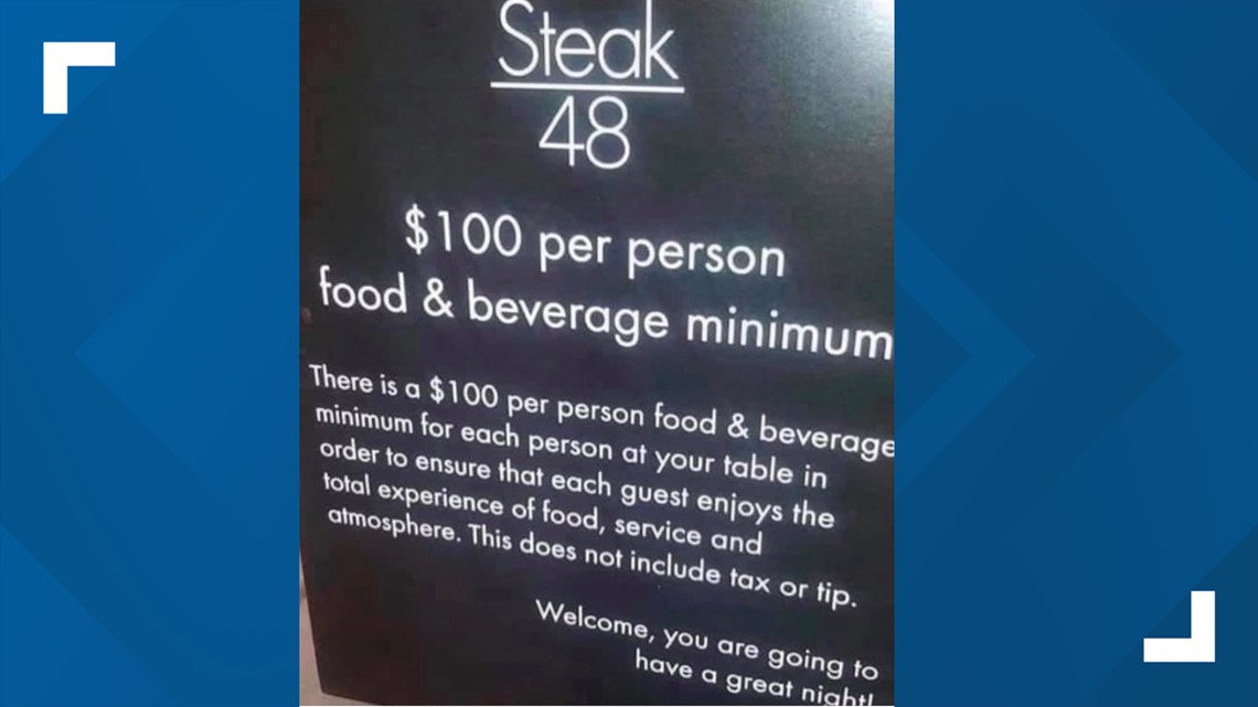 Is there a minimum at Steak 48 in Charlotte?