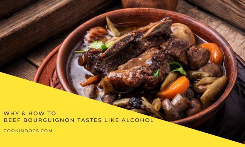 Is there any alcohol in beef bourguignon?