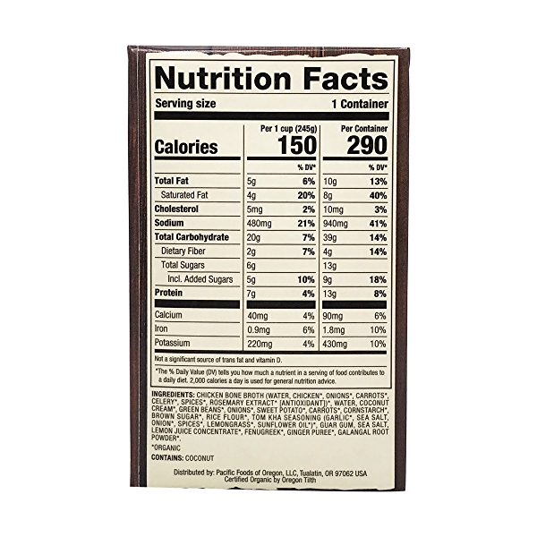 Is Tom Kha soup nutrition facts?