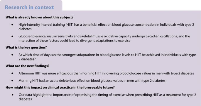 Should diabetics exercise in the morning or evening?