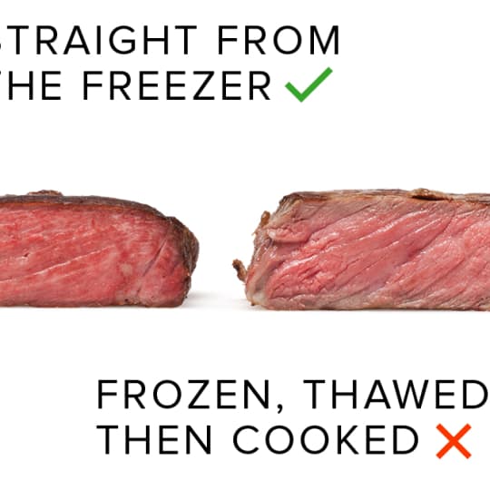 Should frozen steak be thawed before grilling?