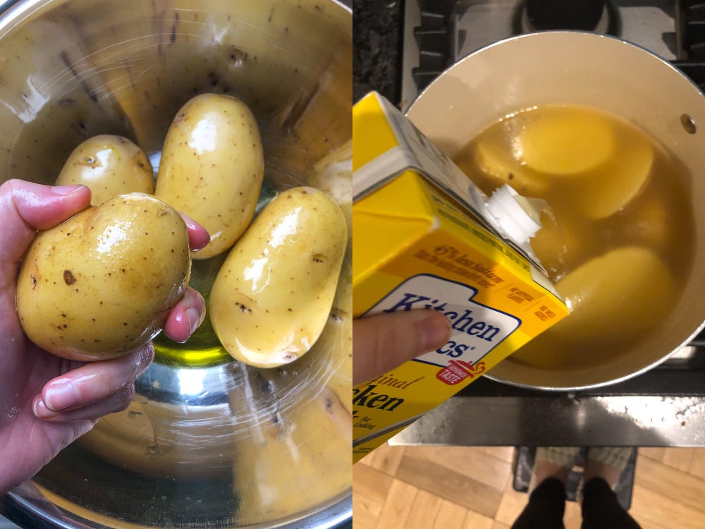 Should I boil potatoes in stock?