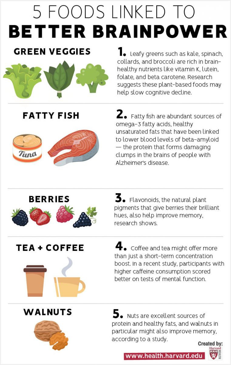 What 3 foods are good for the brain?