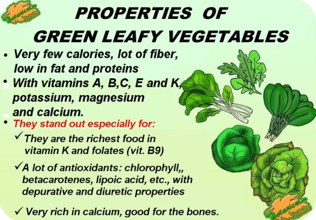 What acid is found in green leafy vegetables?