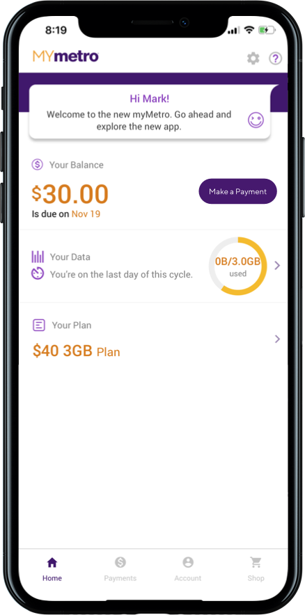 What app do I use to pay MyMetro phone bill?