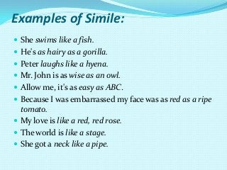 What are 10 examples of similes?