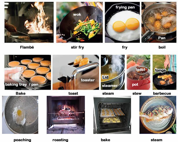 What are 10 methods of cooking?