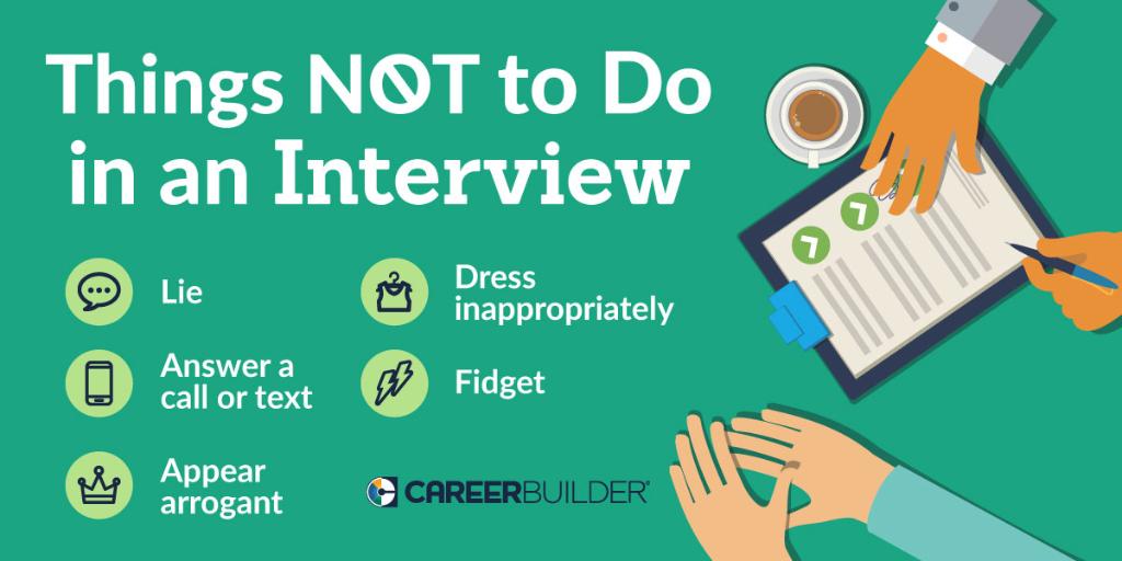 What are 10 things to not do during an interview?