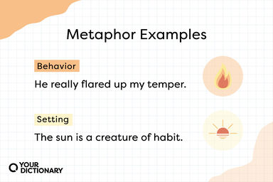 What are 2 examples for metaphor?