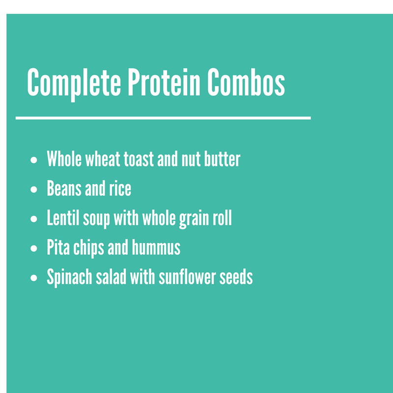 What are 2 examples of a complete protein source?