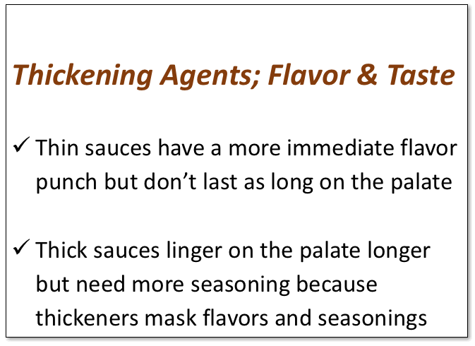 What are 3 categories of thickeners for sauces?