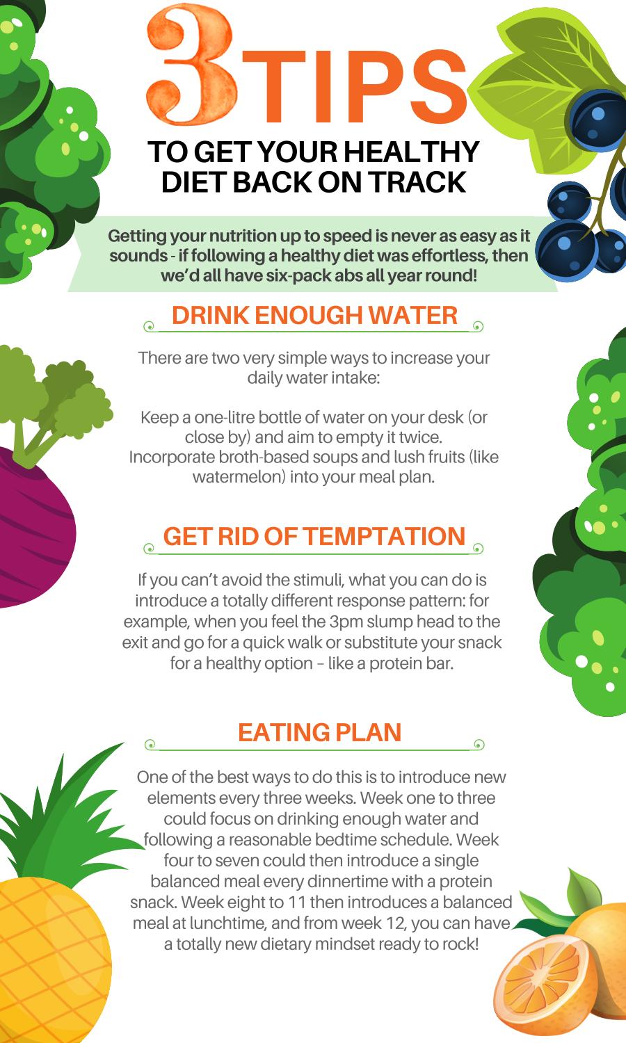 What are 3 tips for healthy eating?