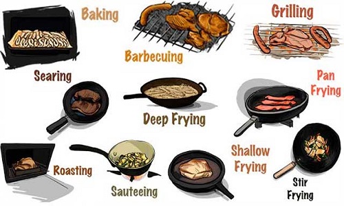 What are 3 types of cooking methods?