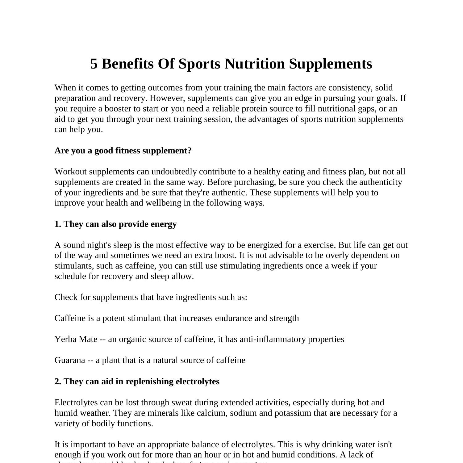 What are 5 benefits of sports nutrition?