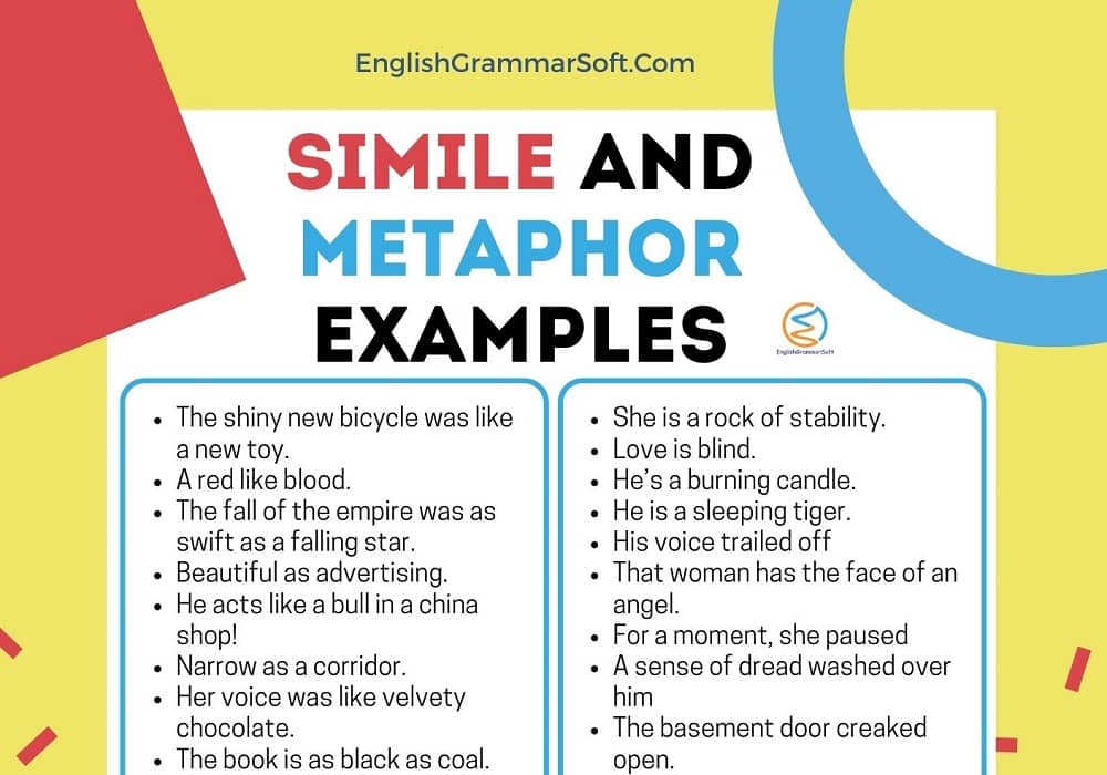 What are 5 examples of metaphor in sentences?