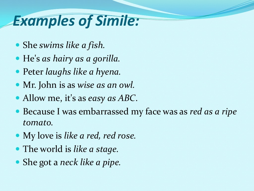 What are 5 examples of simile?