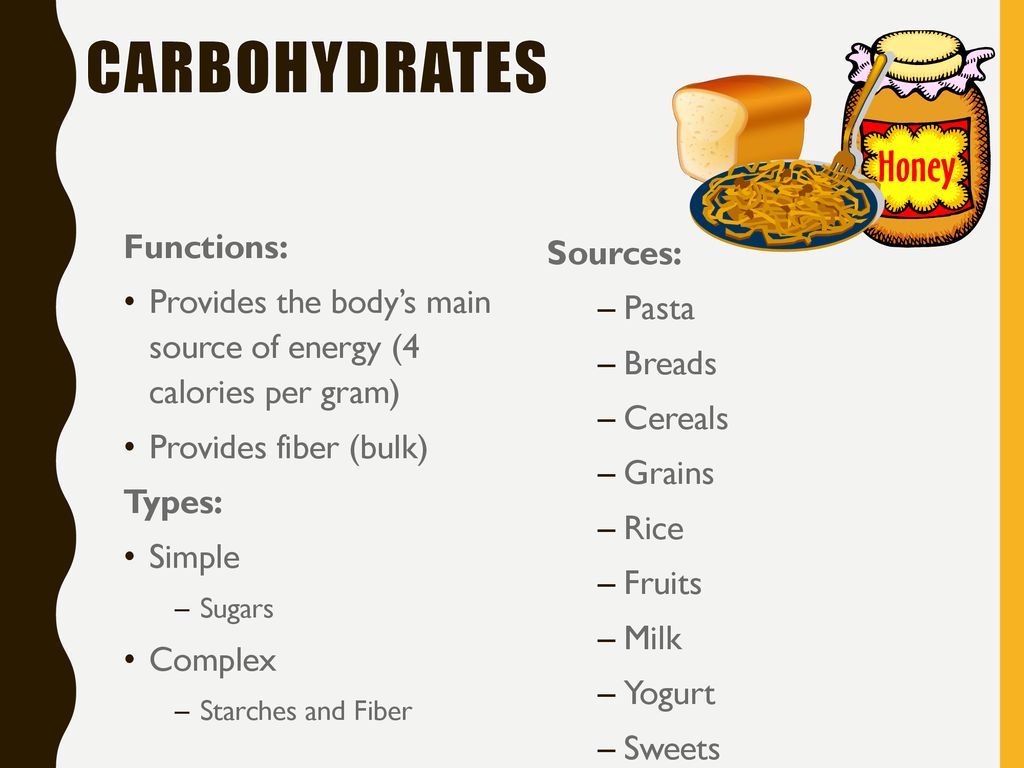 What are 5 good sources of carbohydrates?