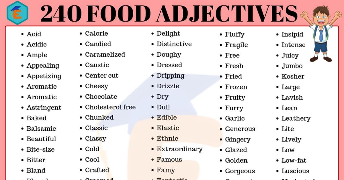What are adjectives for food?