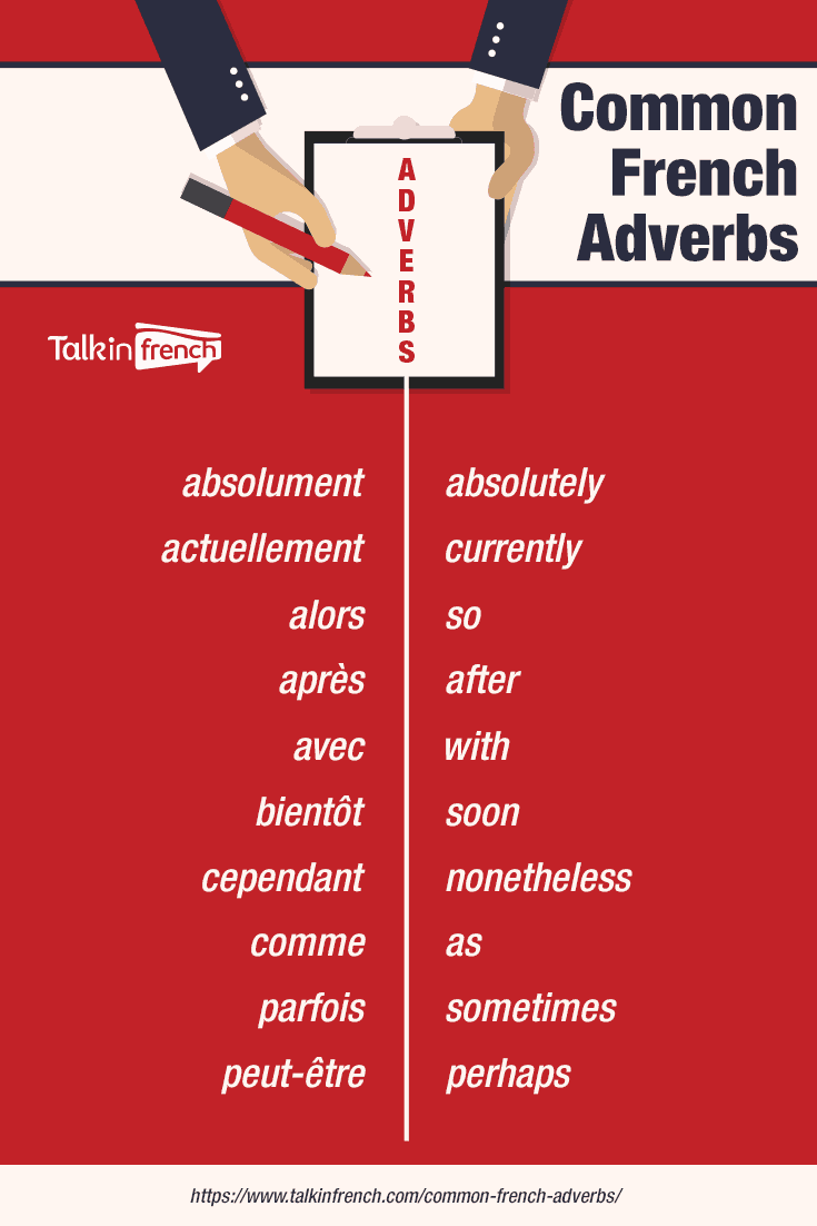 What are adverbs examples in French?