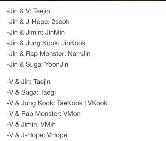 What are BTS ship names?