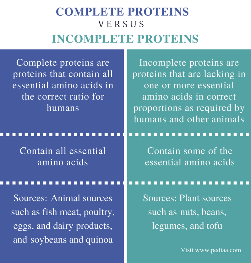 What are complete proteins and incomplete proteins give an example of each?