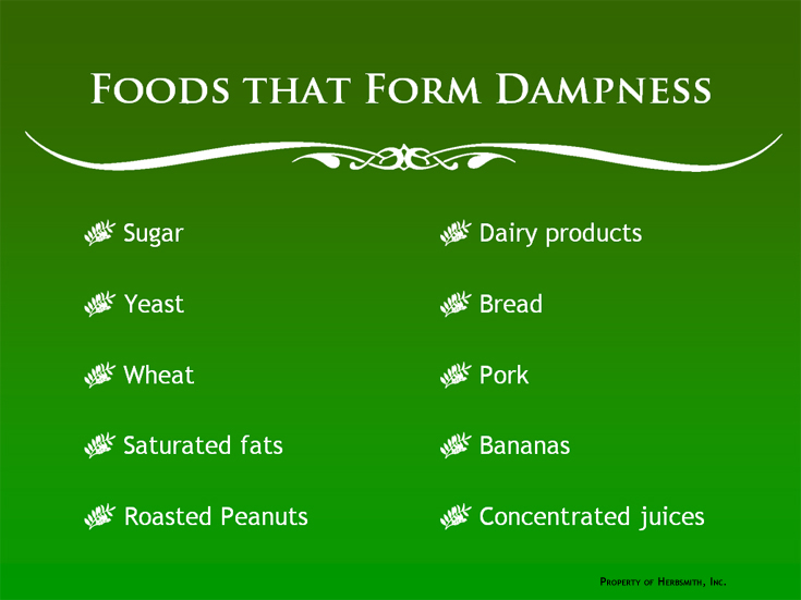 What are considered damp foods?