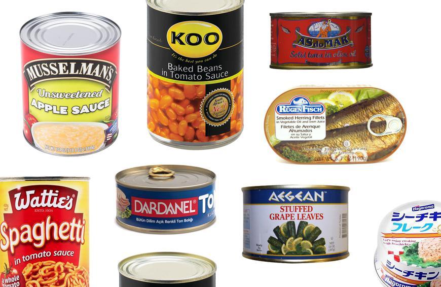 What are examples of canned foods?