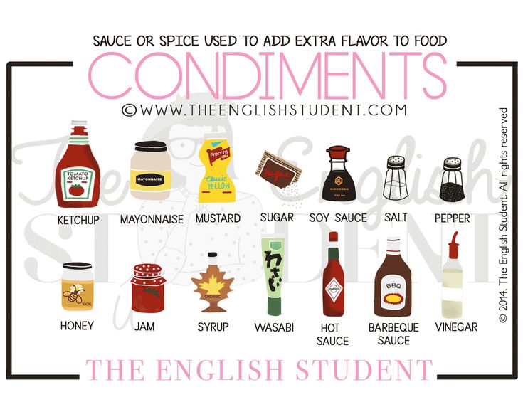 What are examples of condiments?