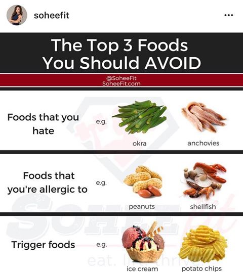 What are examples of foods you should avoid?