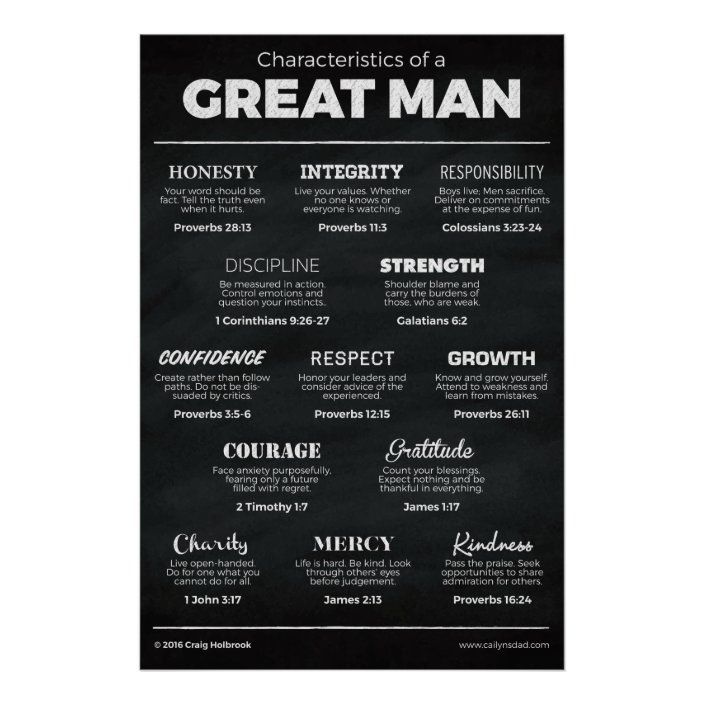 What are great characteristics of a man?