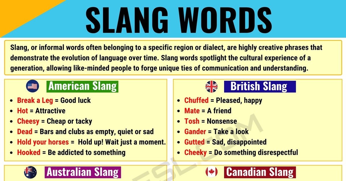 What are some examples of slang?