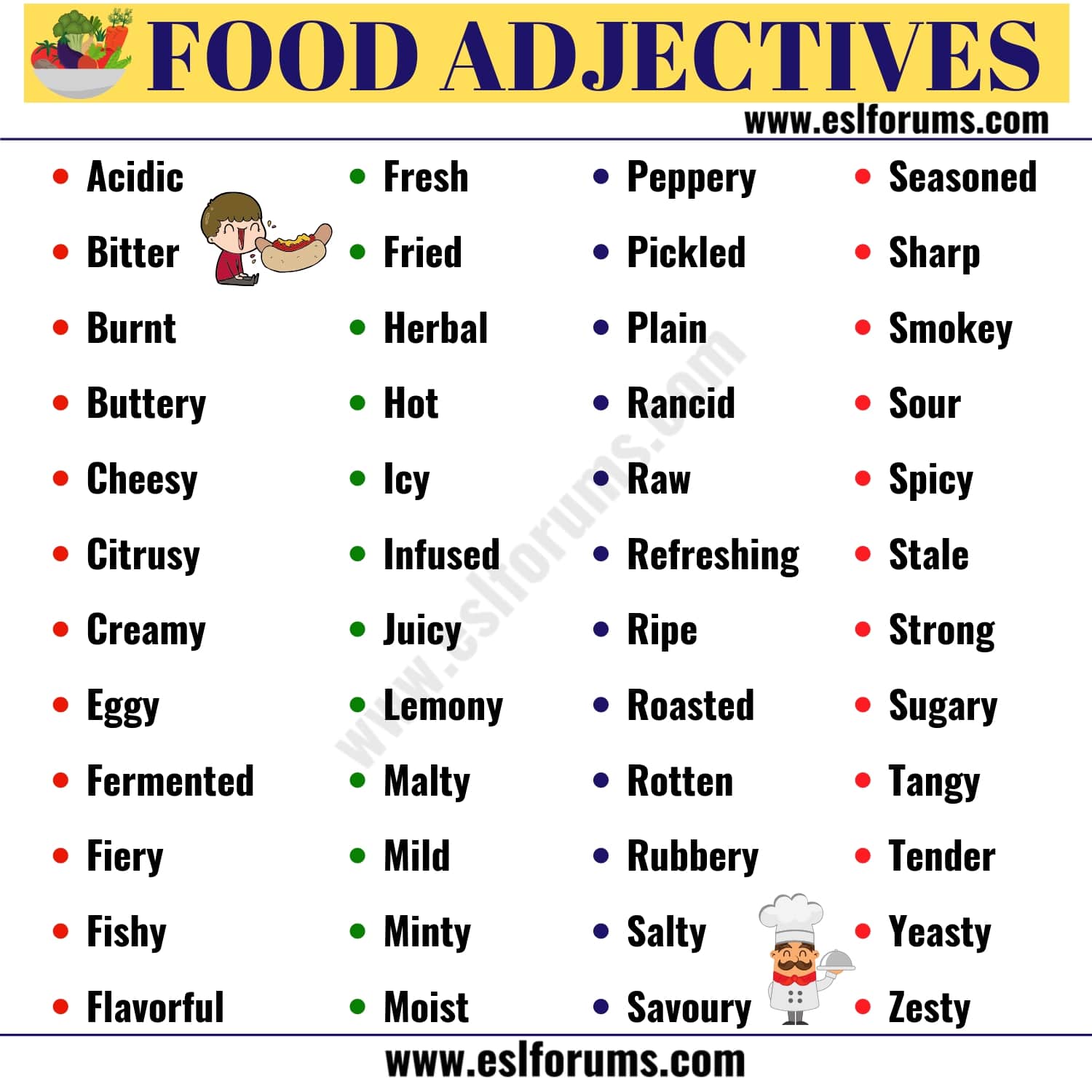 What are some good words to describe food?