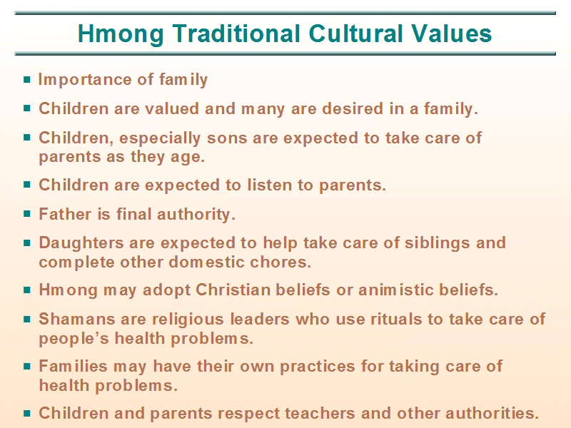 What are some values of Hmong culture?